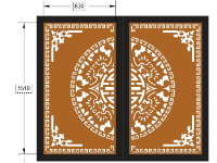 File dxf cnc cổng 2 cánh trống đồng dơi
