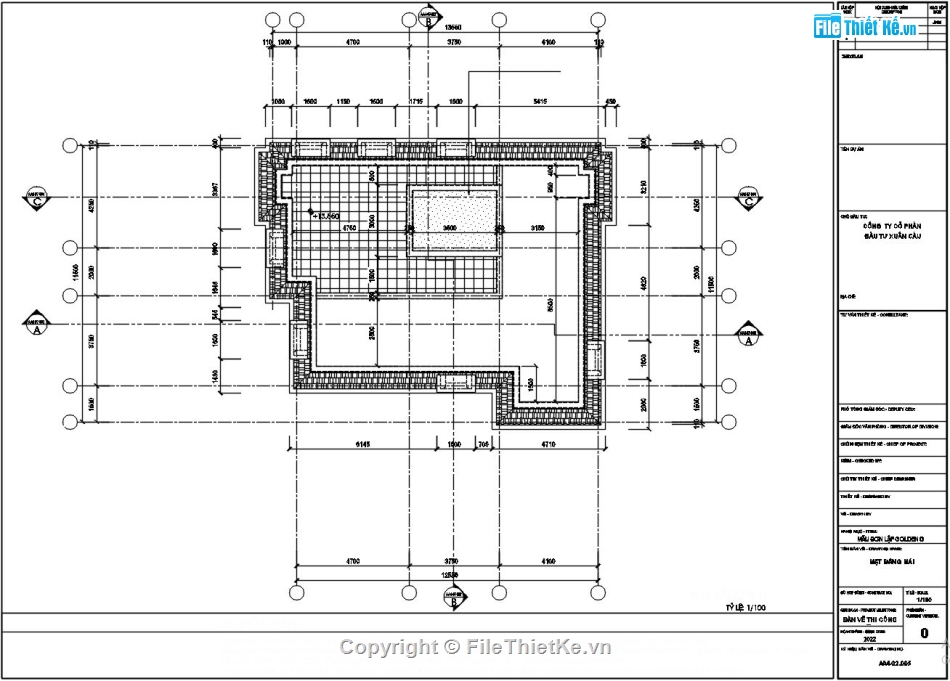 Bản vẽ biệt thự 4 tầng 9.5x9.5m - Bản vẽ chi tiết AutoCAD
